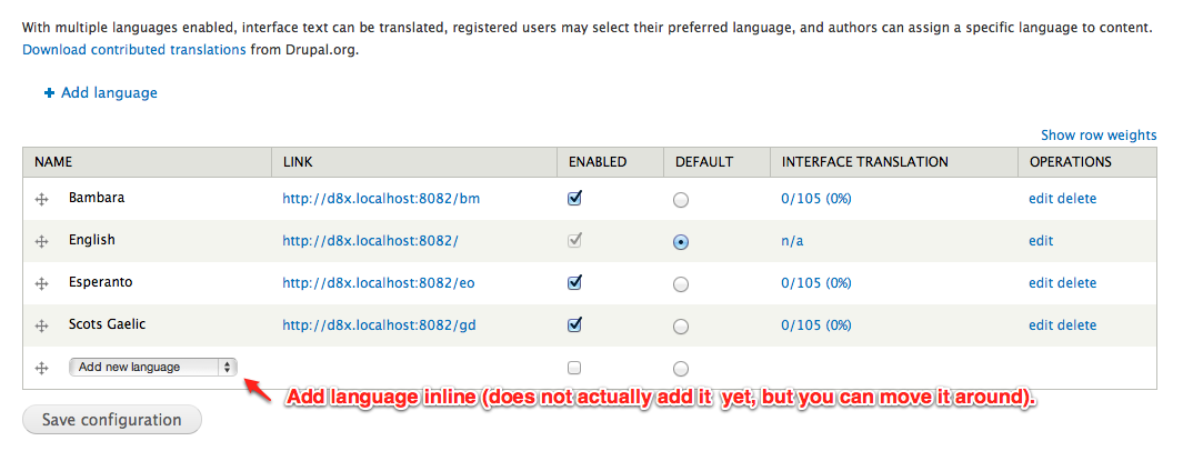 Move "add language" action to inline table form item, like field UI [#1295814] | Drupal.org