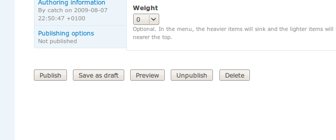 D7UX: "Save draft" and "Publish" buttons on node forms [#282122] | Drupal.org