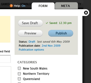 D7UX: Move buttons to right area, add content and meta selector [#472126] | Drupal.org