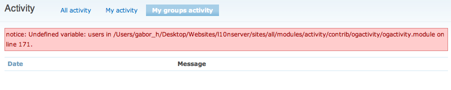 Og activity not showing (maybe when no members in og?) [#699050] | Drupal.org