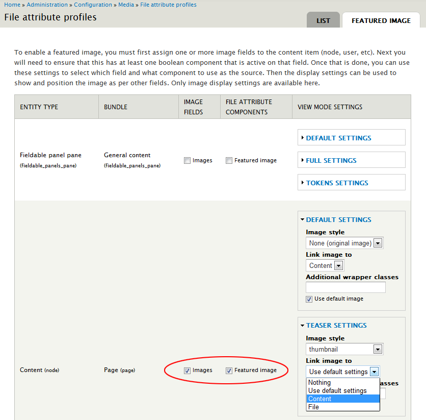 Howto configure a featured image [#1696740] | Drupal.org