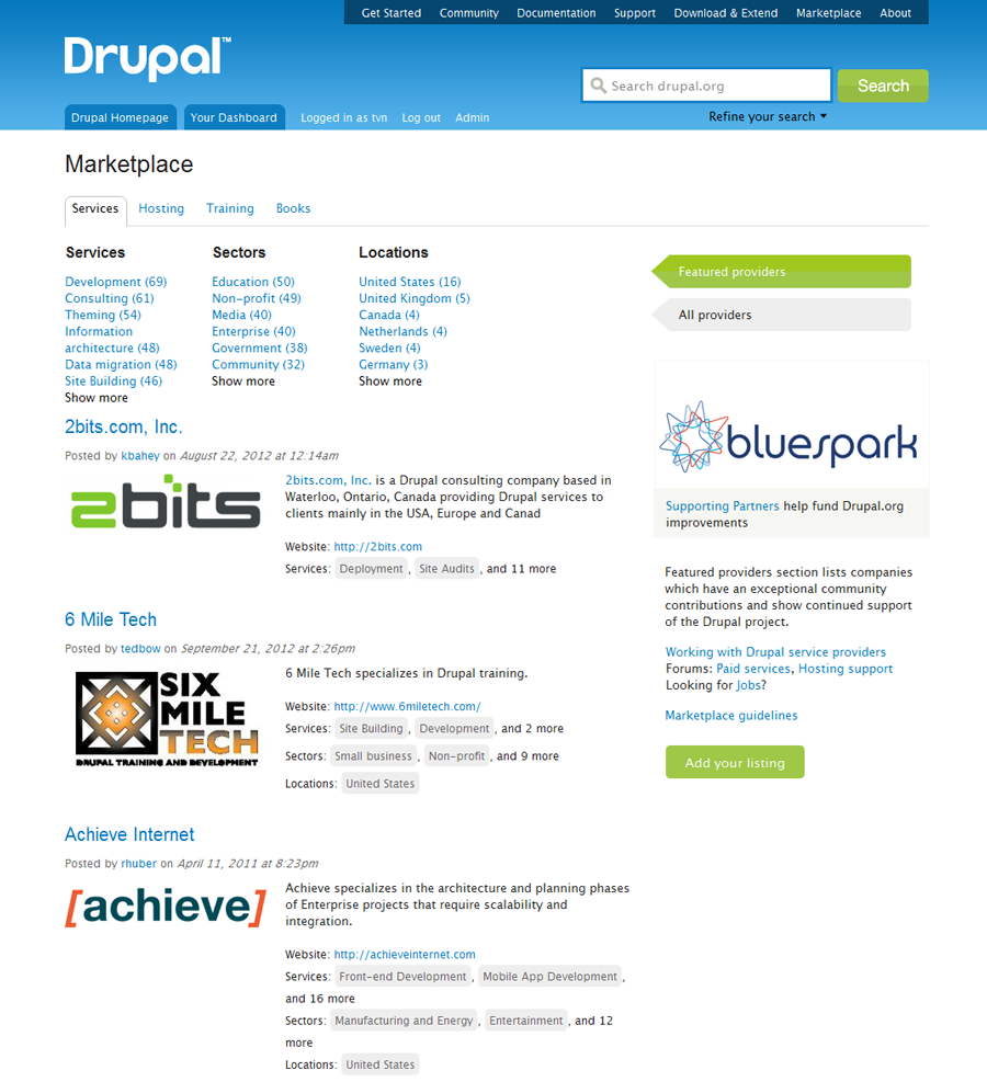 Provide An Ad Spot For Supporting Partners On Drupal Services Page